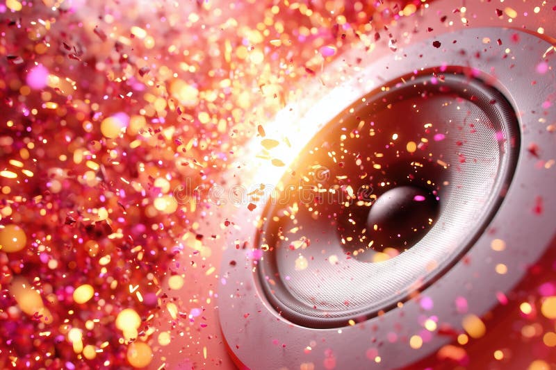 Speaker with Vibrant Confetti Explosion Representing Energetic Sound ...