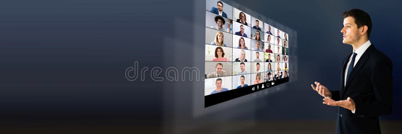 Speaker at Virtual Training Seminar Stock Image - Image of coaching ...