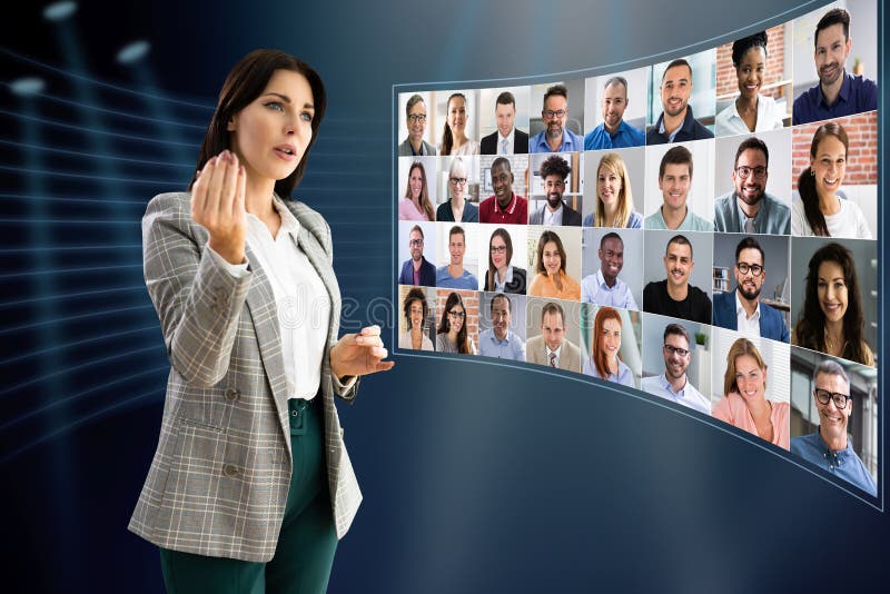 Speaker at Virtual Training Seminar. Training Conference Stock Photo ...