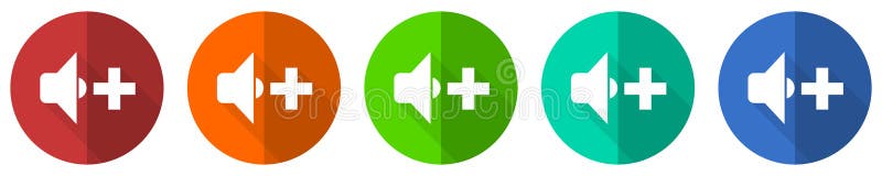 Volume Icon Set, Vector Illustration in 6 Colors Options for Webdesign ...