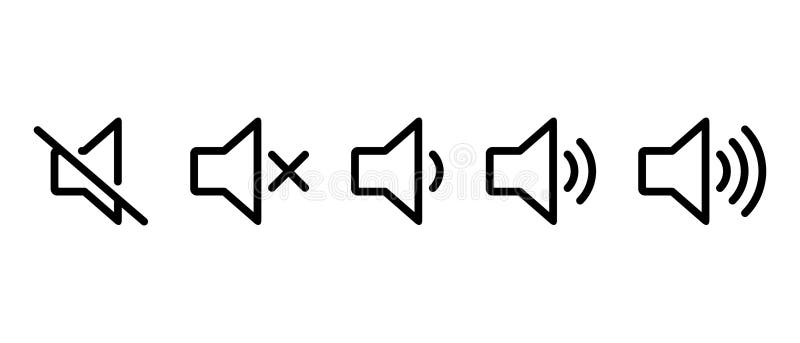 Speaker Volume Level Icon Set in Line Style Stock Illustration ...