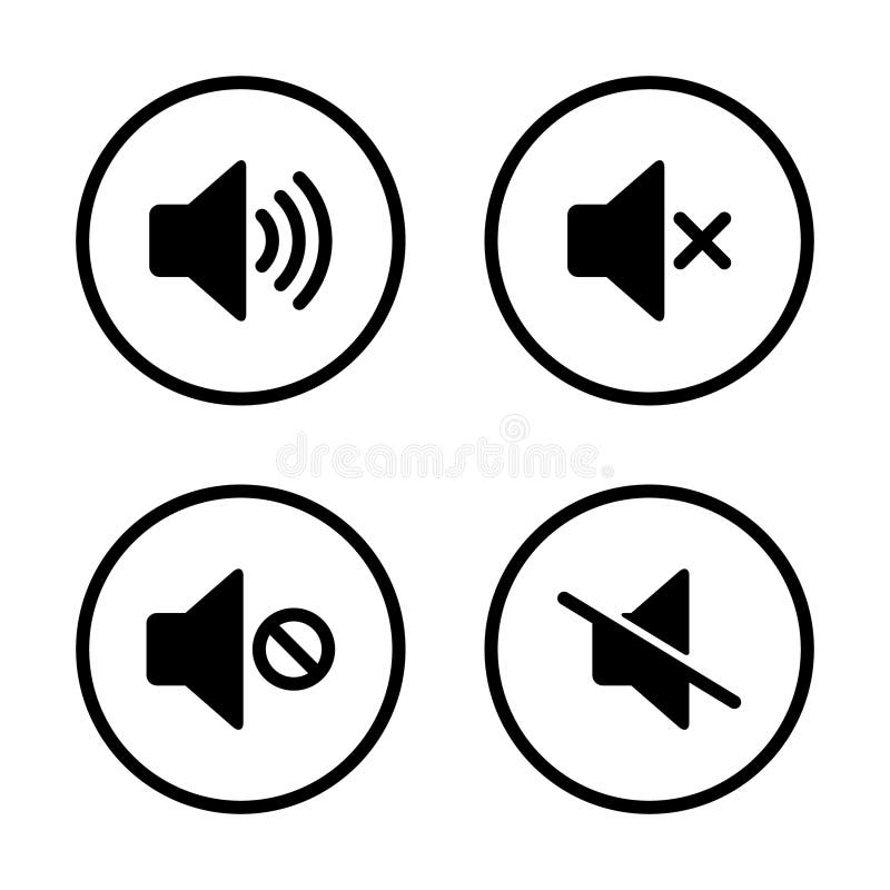 Speaker and Volume Off Icon on Circle Line Stock Vector - Illustration ...