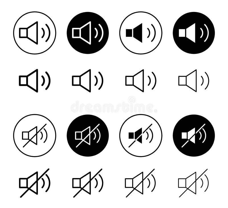 Speaker Volume Vector Icon Set Collection. Speaker Volume Outline Flat ...