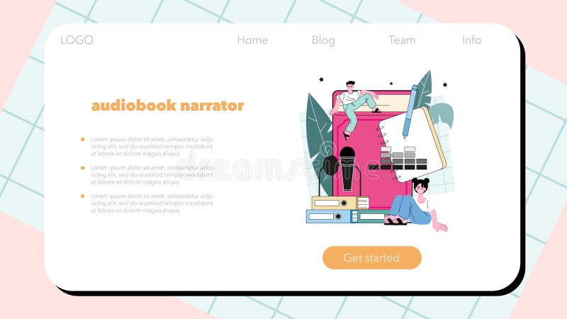 Speaker Web Banner or Landing Page. Audio Book Narrator Stock Vector ...