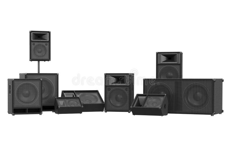 Speakers Audio Loud Black Woofer, Front View Stock Illustration ...
