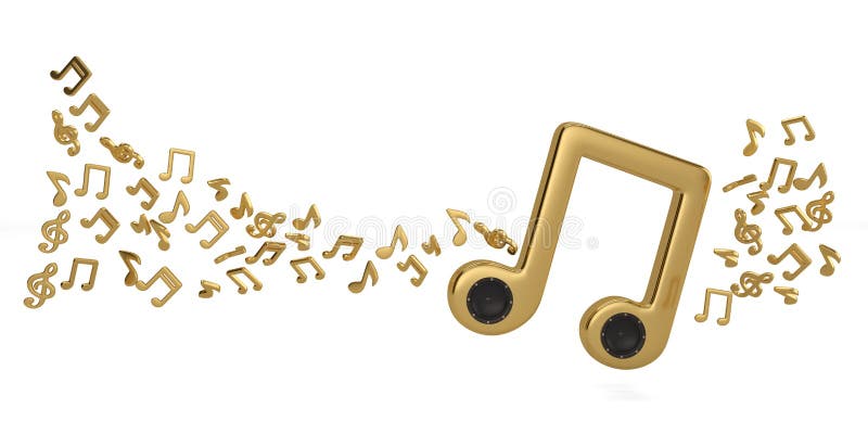 Speakers in Big Music Symbols and Music Notes.3D Illustration. Stock ...