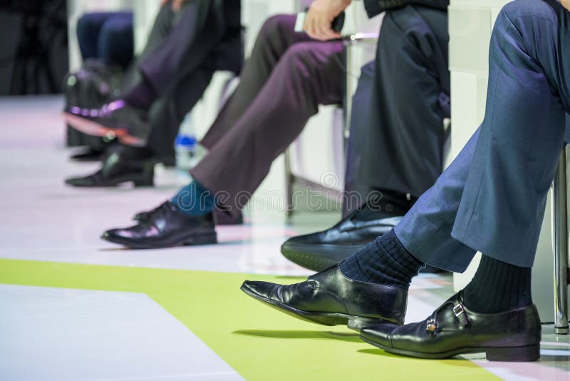 Speakers Shoes at the Conference Stock Image - Image of suit, black ...