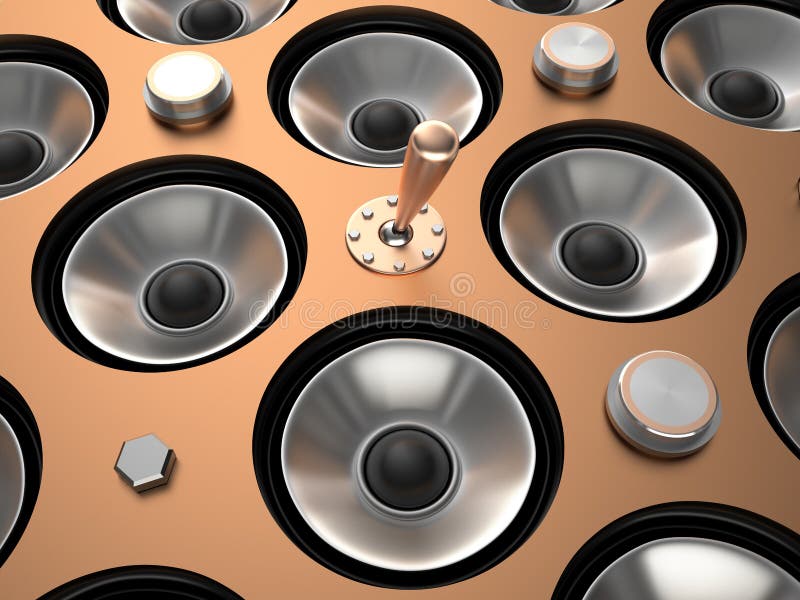 Speakers and Toggle Switch, 3D Stock Illustration - Illustration of ...