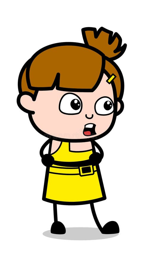 Speaking - Cute Girl Cartoon Character Vector Illustration Stock ...
