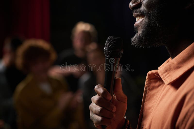 Speaking at Event with Audience in Background Stock Photo - Image of ...