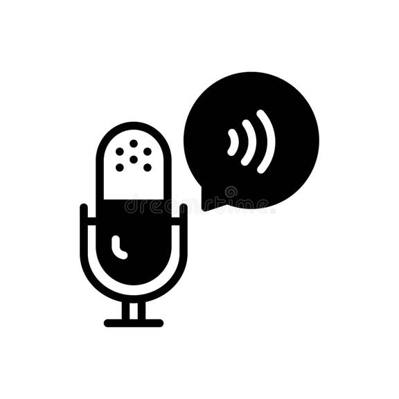 Black Solid Icon for Speaking, Mic and Bubble Stock Vector ...