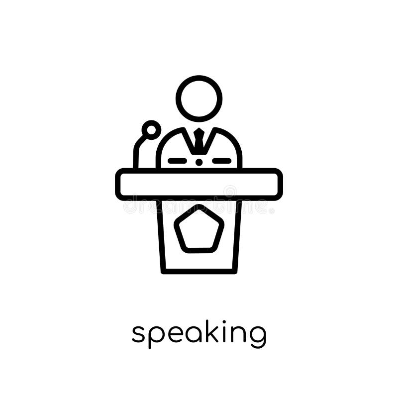Speaking Icon. Trendy Modern Flat Linear Vector Speaking Icon on Stock ...