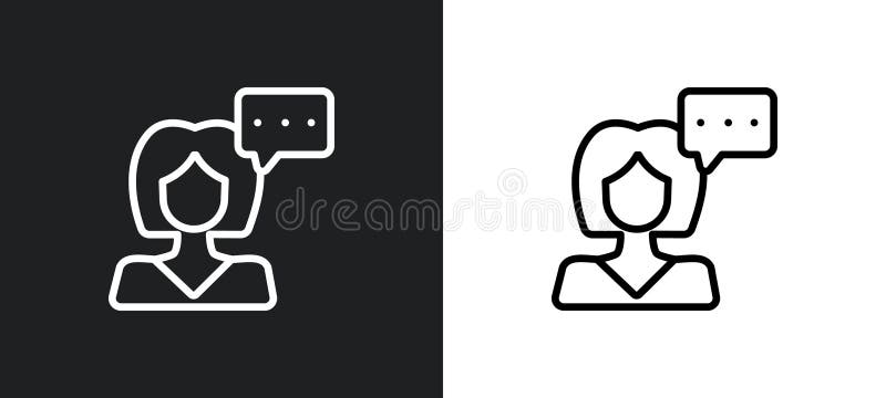 Speaking Outline Icon in White and Black Colors. Speaking Flat Vector ...