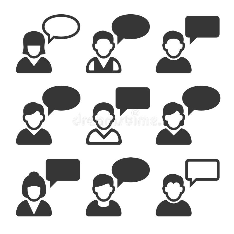 Speaking People Avatars. Chat Icons Set Stock Vector - Illustration of ...