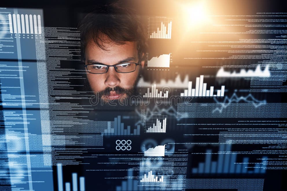 He Speaks a Different Language. a Young Computer Programmer Working on Source Code. Stock Photo ...