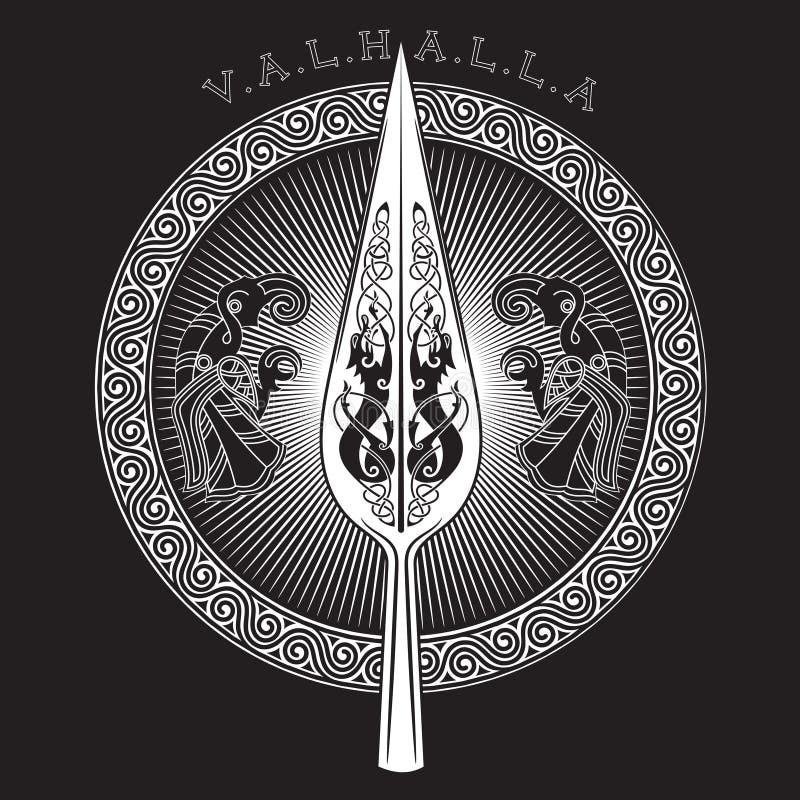 The Spear of the God Odin - Gungnir. Two Wolves and Scandinavian ...