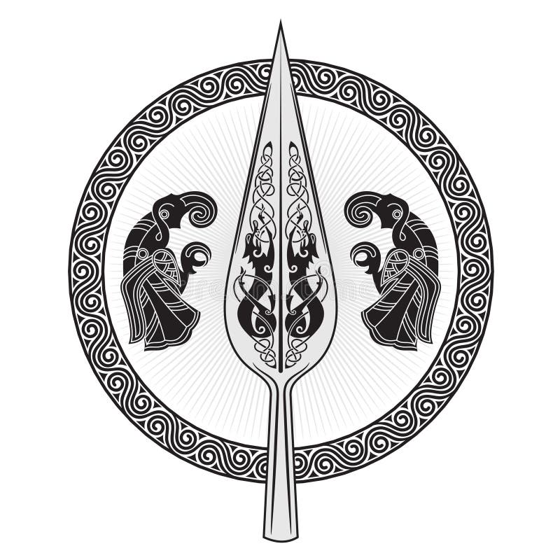 The Spear of the God Odin - Gungnir. Two Wolves and Scandinavian ...