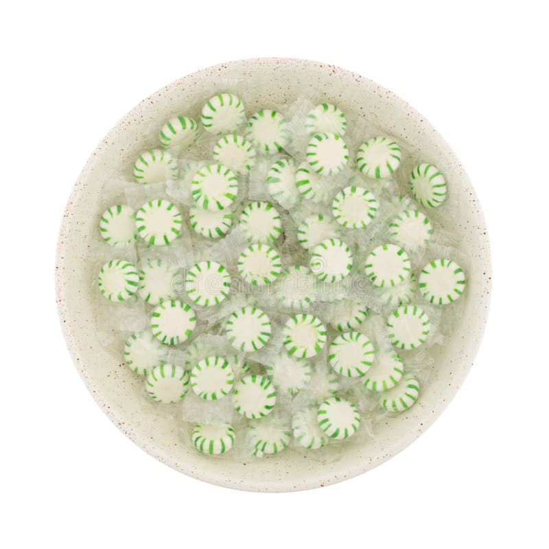 Spearmint Starlight Mints in a Shallow Bowl Stock Photo - Image of ...