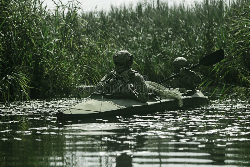 Spec Ops in the Military Kayak Stock Image - Image of naval, military ...
