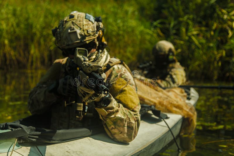 Spec Ops in the Military Kayak Stock Photo - Image of canoe ...