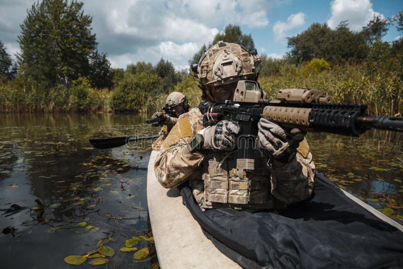 Spec Ops in the Military Kayak Stock Image - Image of task, commando ...