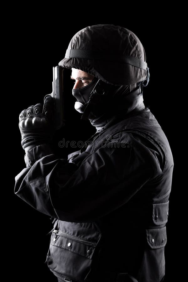 Spec Ops Soldier On Black Background Stock Image - Image of operator ...