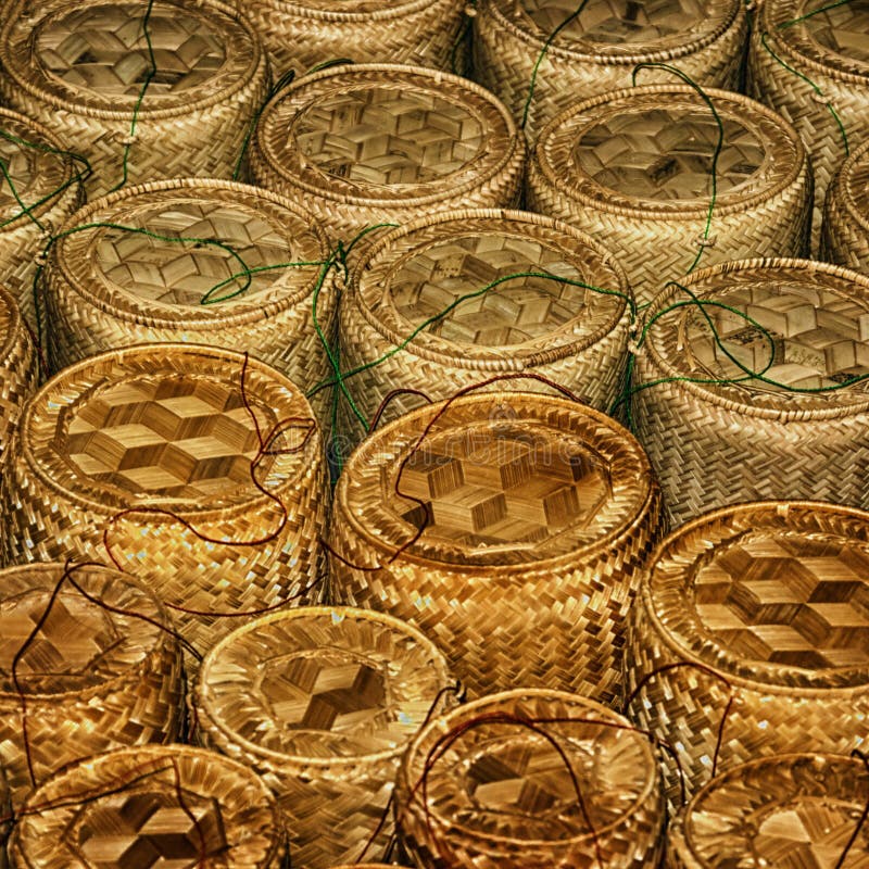 Special Basket for the Preparation Rice. Laos Stock Photo - Image of ...
