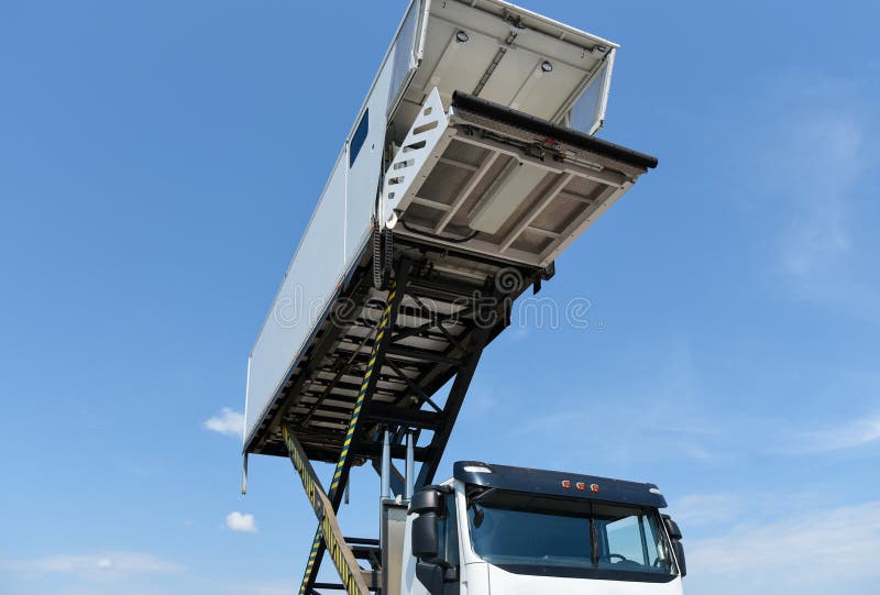 Special Car Freight Elevator for Airport Work Stock Photo - Image of ...