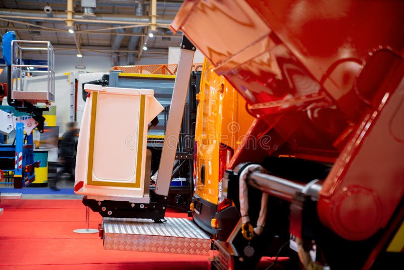 A Special Car Machine with a Hydraulic Lift for Repair Work. Back of ...