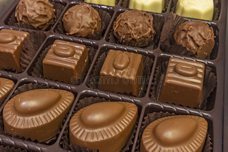 Special Chocolates with Different Figures in Gift Box Stock Image ...