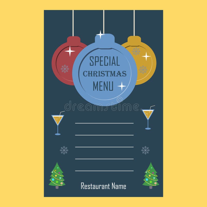 Special Christmas Restaurant Menu Flat Design Template Stock Vector ...