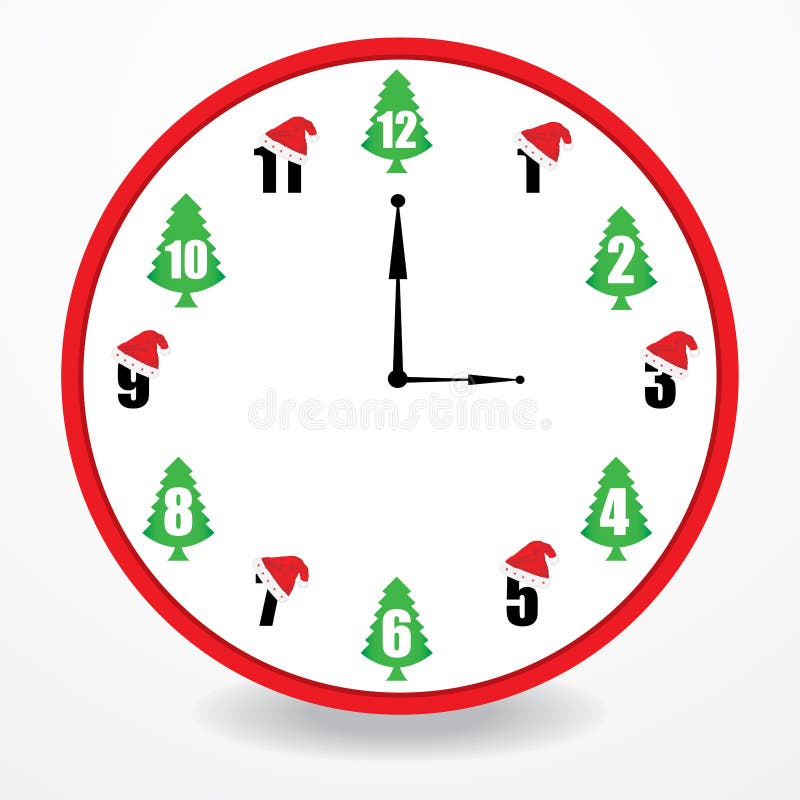 Christmas Clock Face stock vector. Illustration of santa - 26967726