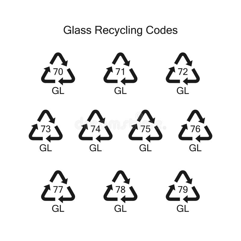 Recycling codes for glass. stock vector. Illustration of information ...