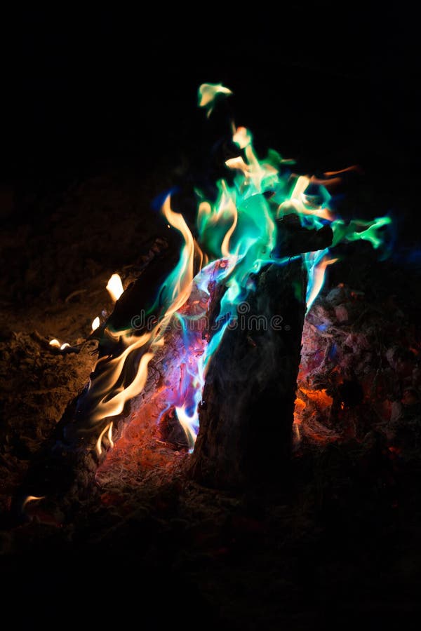 Colored Bonfire Flames in Australia Stock Photo - Image of light, burnt ...