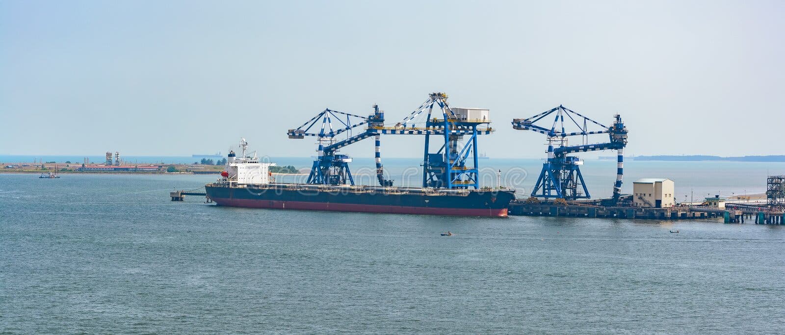 Ship Unloader and Conveyer Belt at Port Terminal Stock Photo - Image of ...