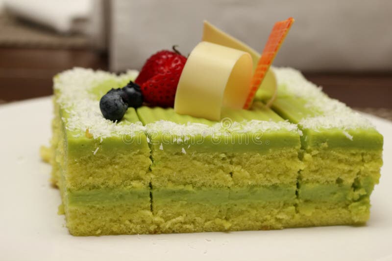 Special Delicious of Pandan Cake Stock Photo - Image of space, plate ...