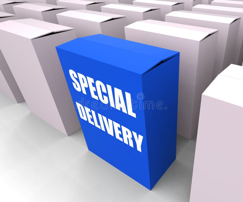 Special Delivery Box Shows Secure and Important Stock Illustration ...