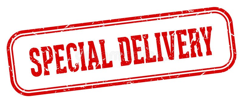 Special Delivery Stamp. Special Delivery Rectangular Stamp on White ...