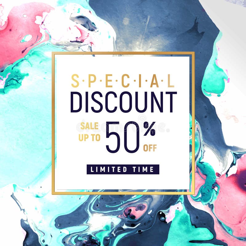 Special Discount Square Banner Template with Marble Texture on White ...