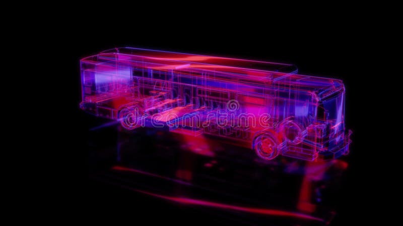Rendering 3D Animation, VISUAL EFFECTS Bus Model on a Black Background ...