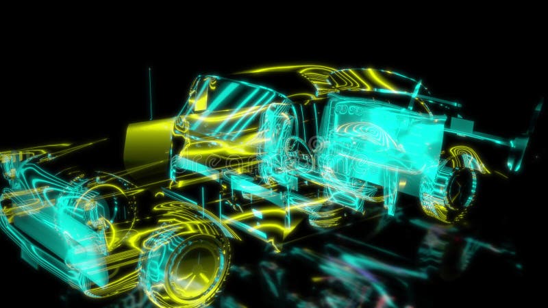 Rendering 3D Animation, VISUAL EFFECTS Car Model on a Black Background ...