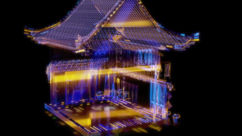 Rendering 3D Animation, VISUAL EFFECTS Chinese Old Hotel Model on a ...