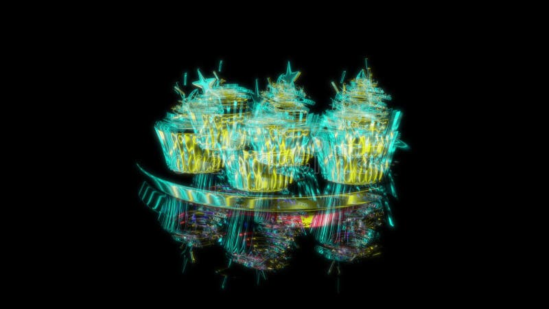 Rendering 3D Animation, Cupcakes Model on a Black Background Stock ...