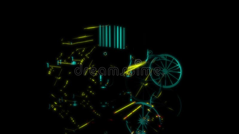 Rendering 3D Animation, Horse Carriage Model on a Black Background ...