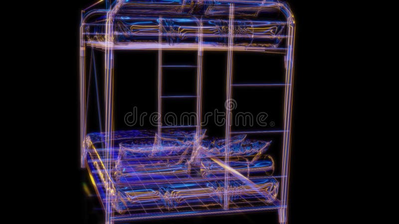 Rendering 3D Animation, VISUAL EFFECTS Iron Bunk Beds Model on a Black ...