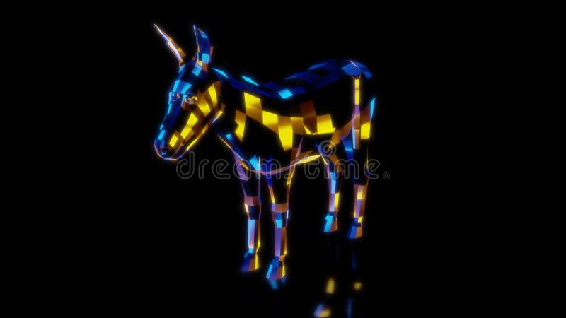 Rendering 3D Animation, VISUAL EFFECTS Low Poly Donkey Model on a Black ...