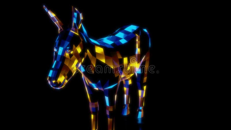Rendering 3D Animation, VISUAL EFFECTS Low Poly Donkey Model on a Black ...