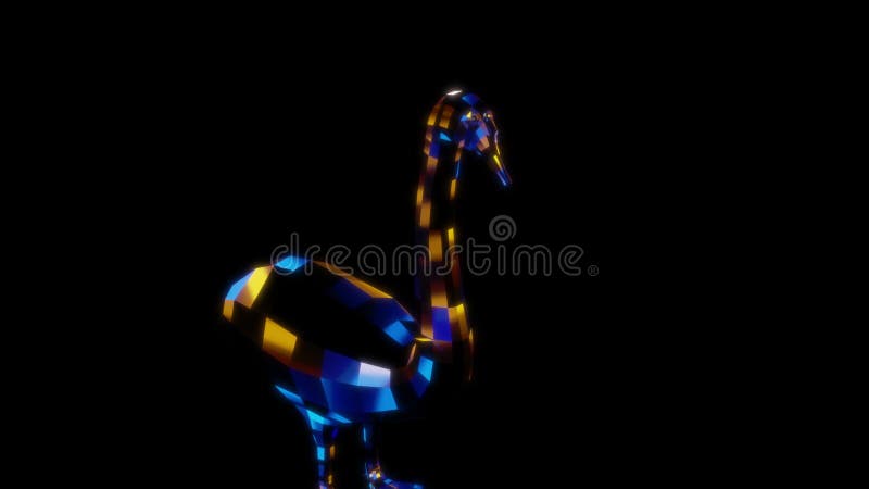 Rendering 3D Animation, VISUAL EFFECTS Low Poly Swan Model on a Black ...