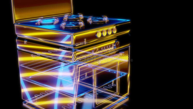 Rendering 3D Animation, VISUAL EFFECTS Oven Model on a Black Background ...