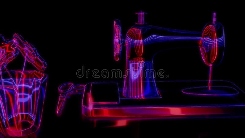 Rendering 3D Animation, VISUAL EFFECTS Sewing Machine Model on a Black ...